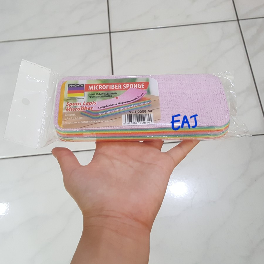 Jual (1 set 5 bh) Kain Lap Microfiber Nagata 0008 MF Spons / Sponge ...