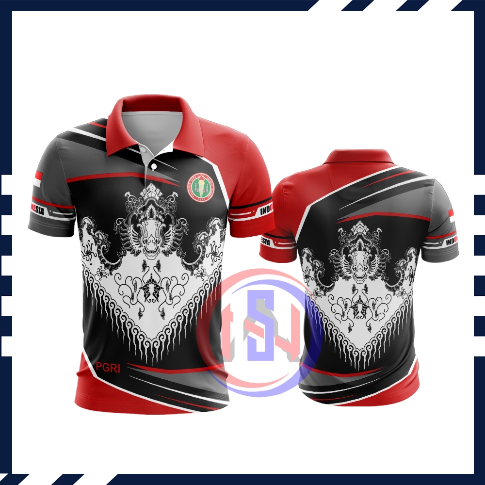 Jual TERBARU!! Jersey PGRI Pria Berkerah Kaos Baju BATIK PGRI Pria Fullprint | Baju Guru Batik ...
