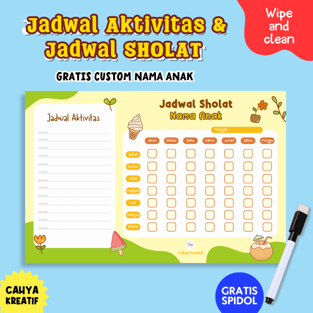 Jual Poster Sholat Anak | POSTER JADWAL SHOLAT tracker | SHOLAT ...