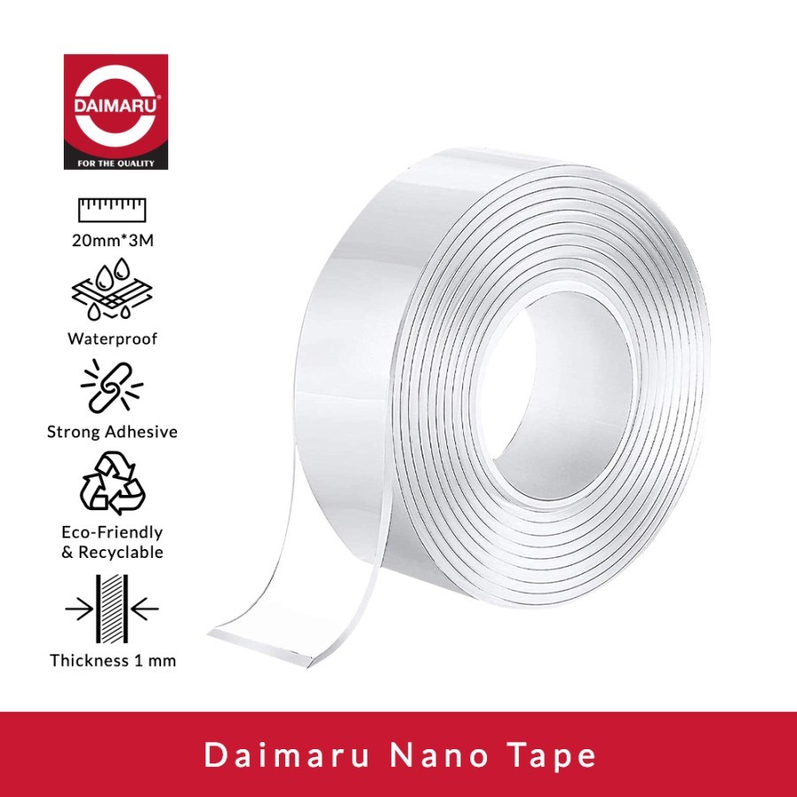 Jual Daimaru Nano Double Tape 2cm x 3m / 20MM X 3METER Selotip Isolasi BOLAK BALIK Bening ...