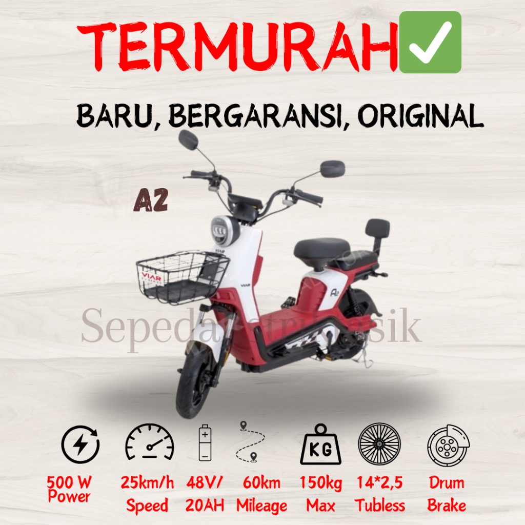 Jual SEPEDA LISTRIK VIAR A2 - ORIGINAL - GARANSI RESMI - SEPEDA LISTRIK ...
