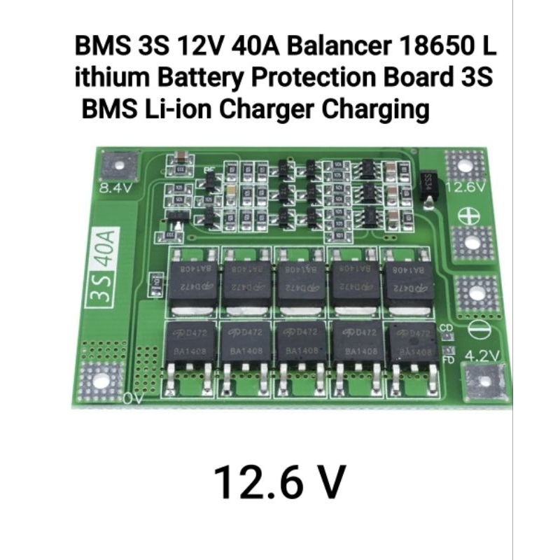 Jual BMS 3S 12V 40A Balancer 18650 Lithium BMS Li-ion Charger Charging ...