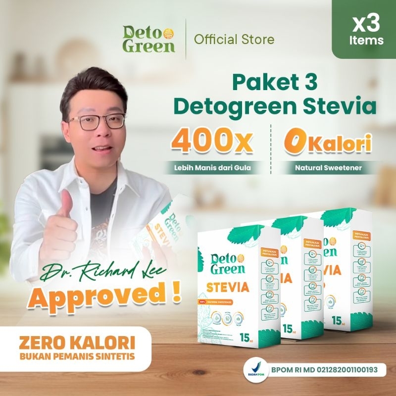 Jual DETOGREEN Stevia Paket 3 Natural Sweetener Pemanis Sehat Alami ...
