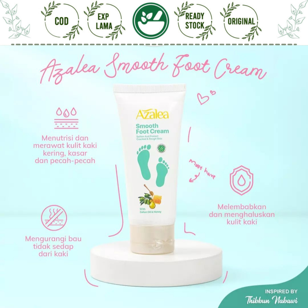 Jual AZALEA SMOOTH FOOT CREAM 35GRAM KRIM PELEMBUT KAKI MINYAK ZAITUN ...