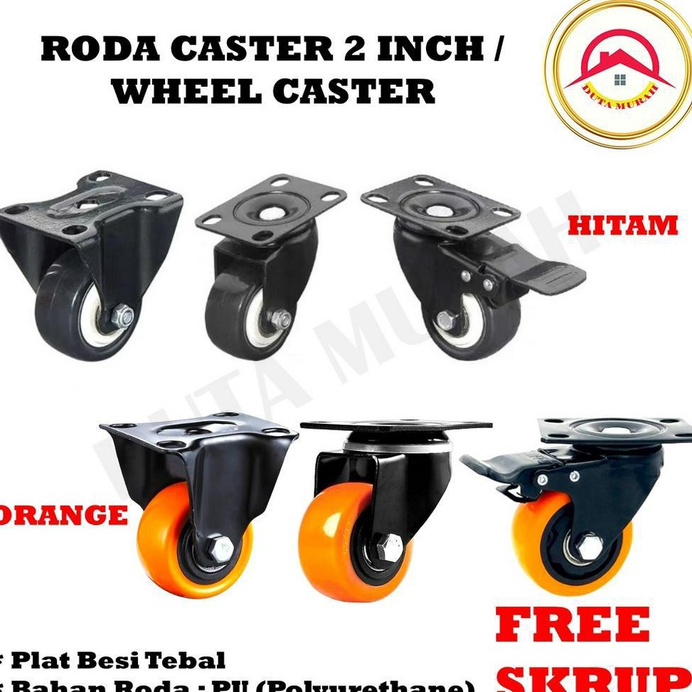 Jual Super Premium Roda Kastor Castor Caster 2 Inch Warna Orange dan ...