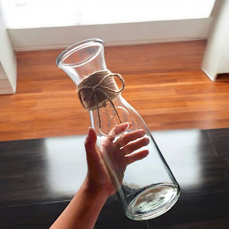 Jual Vas Kaca Besar Tinggi | Vas Bunga Tali Rami Aesthetic 500ml dan ...