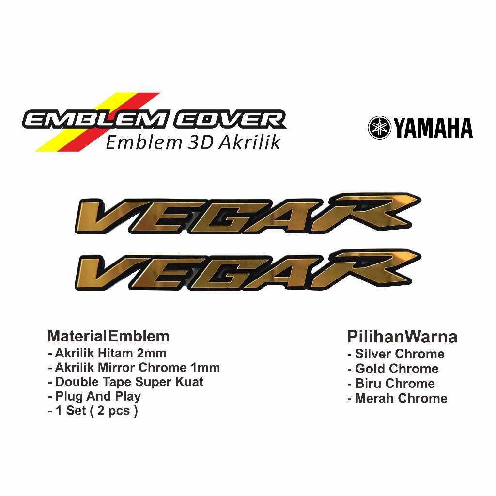 Jual emblem 3d yamaha vega r dan vega zr sepasang stiker 3d akrilik ...