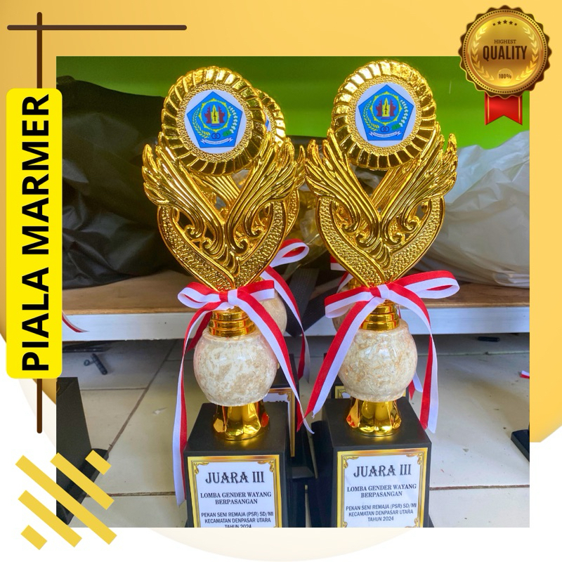 Jual [BALI] PIALA JUARA 123 SATUAN KOMBINASI MARMER Free Stiker Free ...
