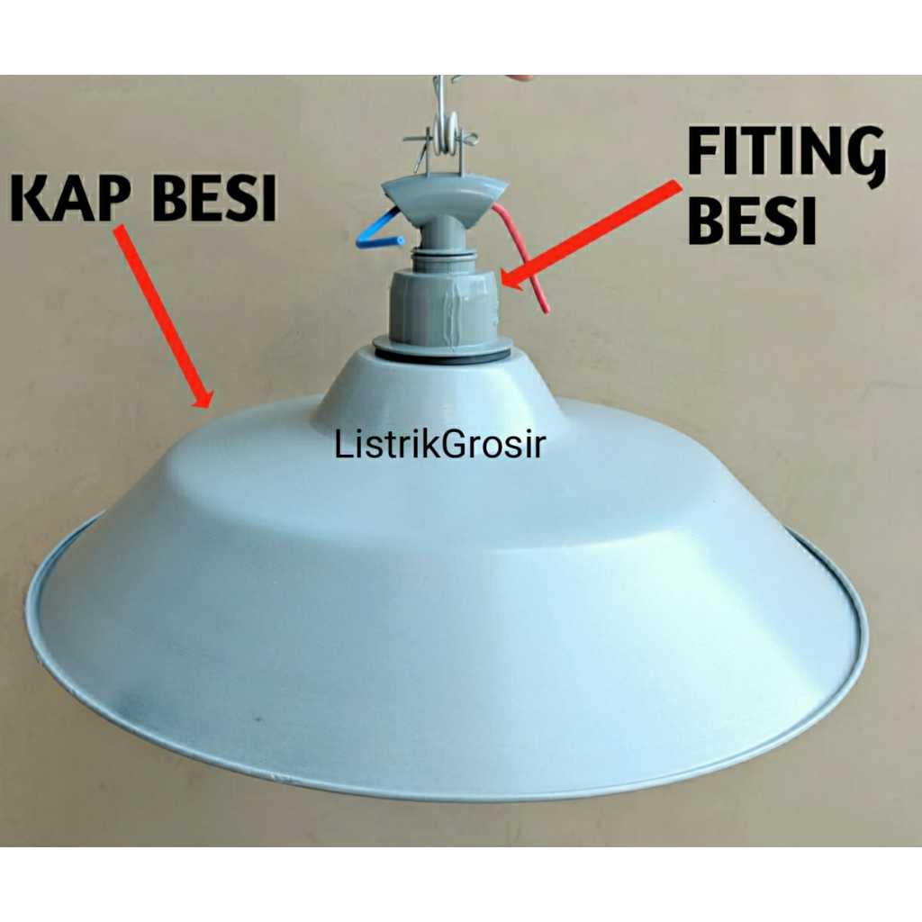 Jual FITTING BESI + KAP SILVER BESI 30CM SET Kap SILVER + Fiting BESI ...