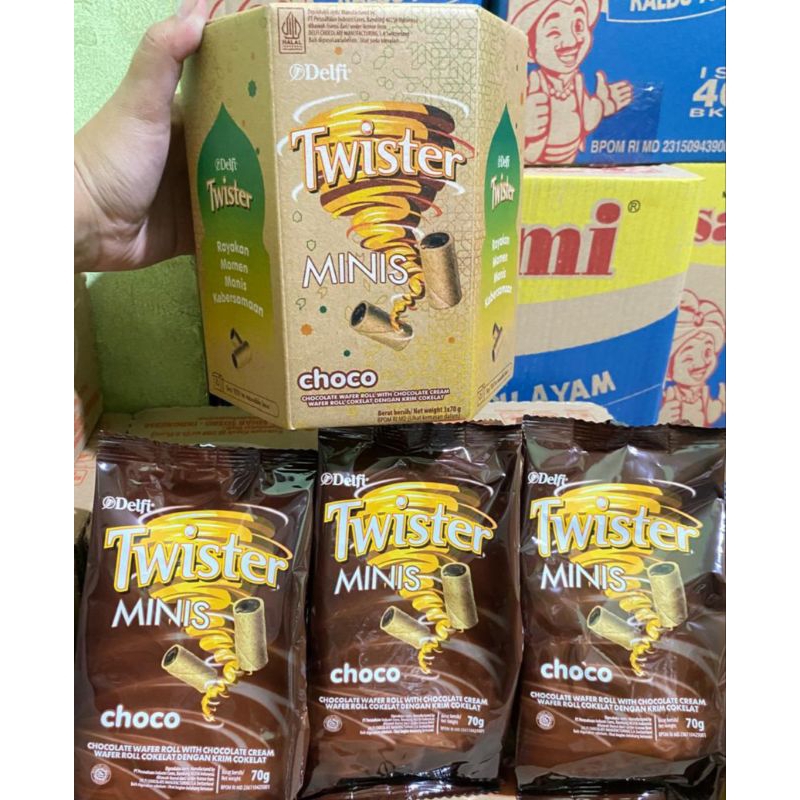 Jual DELFI TWISTER MINIS CHOCO/ BLACK 1 BOX (3 X 70GR) | Shopee Indonesia