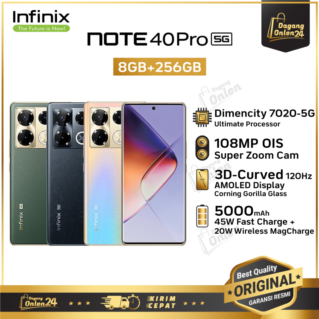 Jual Infinix Note 40 Pro 5G 8/256 FHD+ Curved AMOLED 70W Fast Charge ...