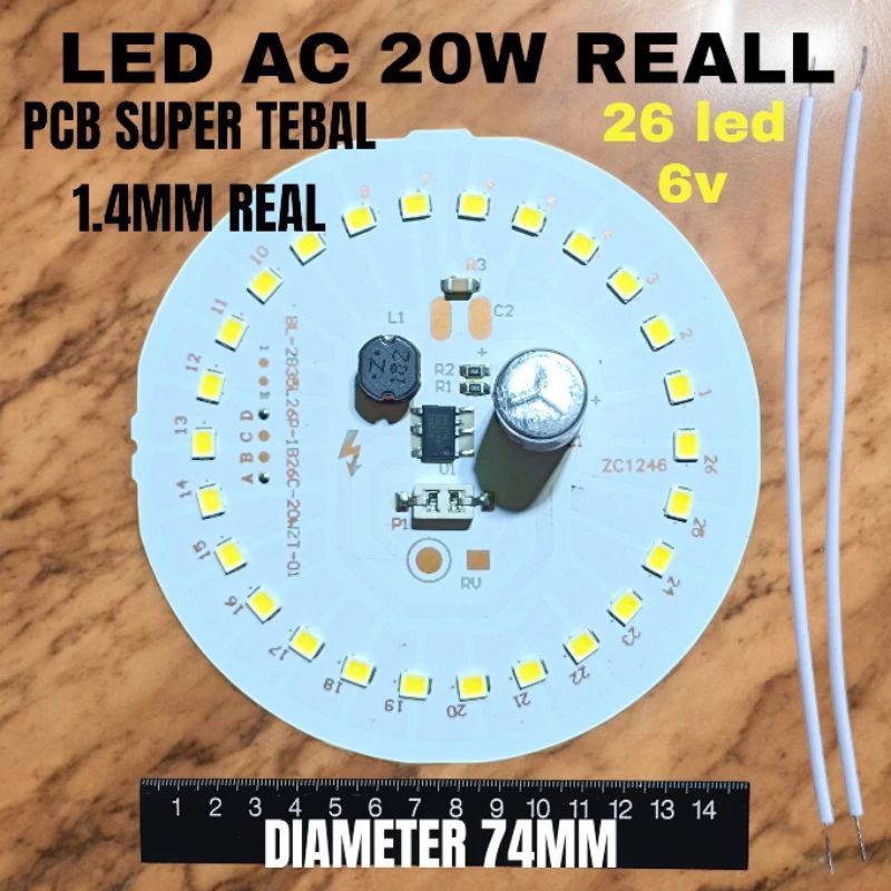 Jual PCB LED AC 20W DM 7,4 CM tebal PCB 1,4mm | Shopee Indonesia