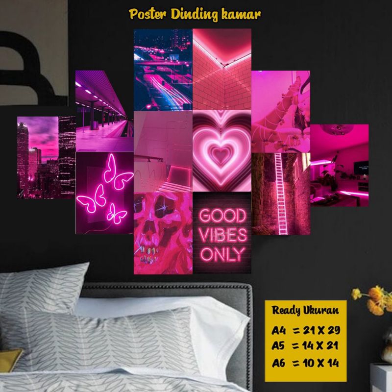 Jual Poster Dinding Kamar Tema Pink Neon-Foto Aesthetic | Shopee Indonesia