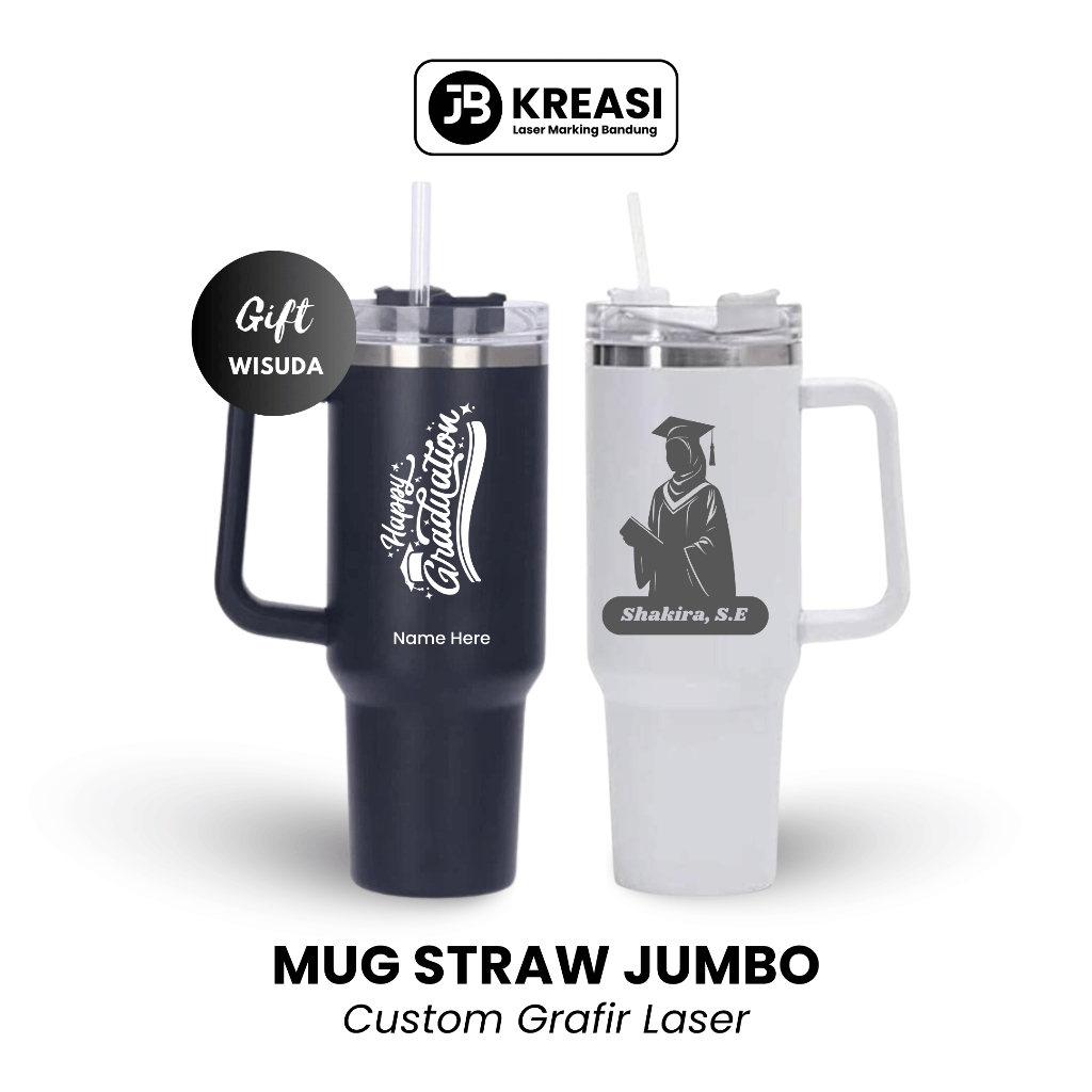 Jual Tumbler Custom Wisuda Mug Gagang Jumbo (900ml) Cetak Grafir Laser ...