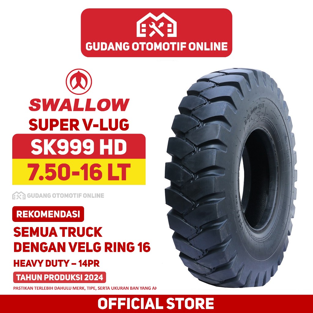 Jual Ban Truk Swallow Super VLUG HD Heavy Duty 750 R16 16 Truck Colt Diesel Canter Ragasa 7.50 ...