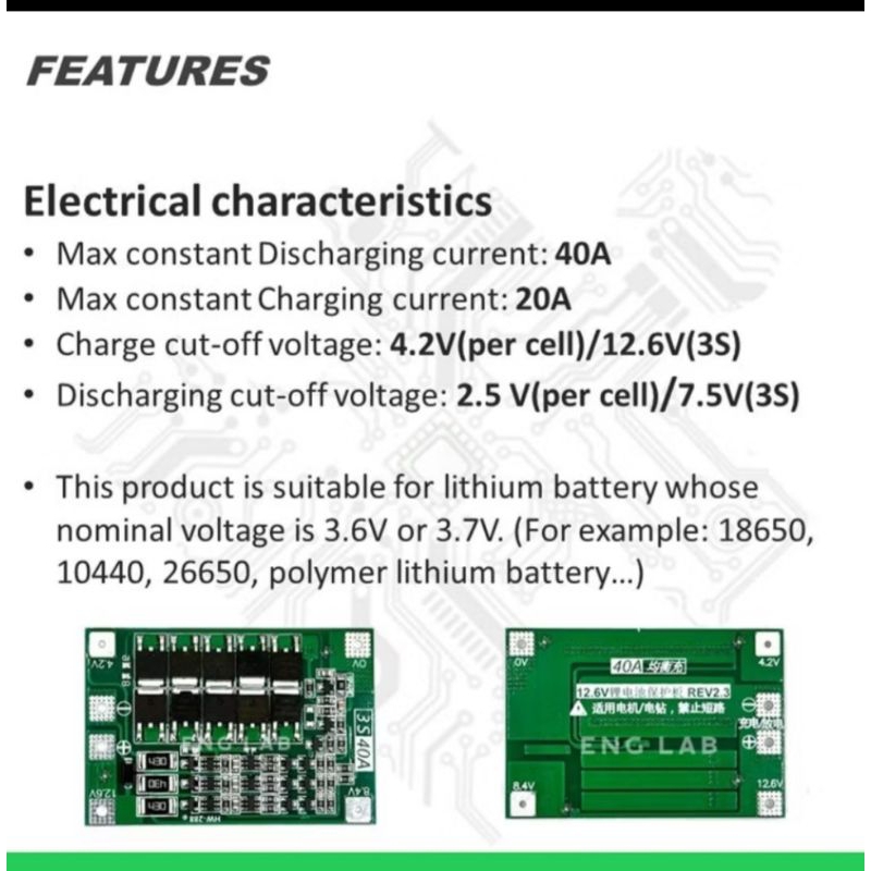 Jual BMS 3S 40A 12volt versi Enhanced/ Balance Li-ion Baterai | Shopee ...