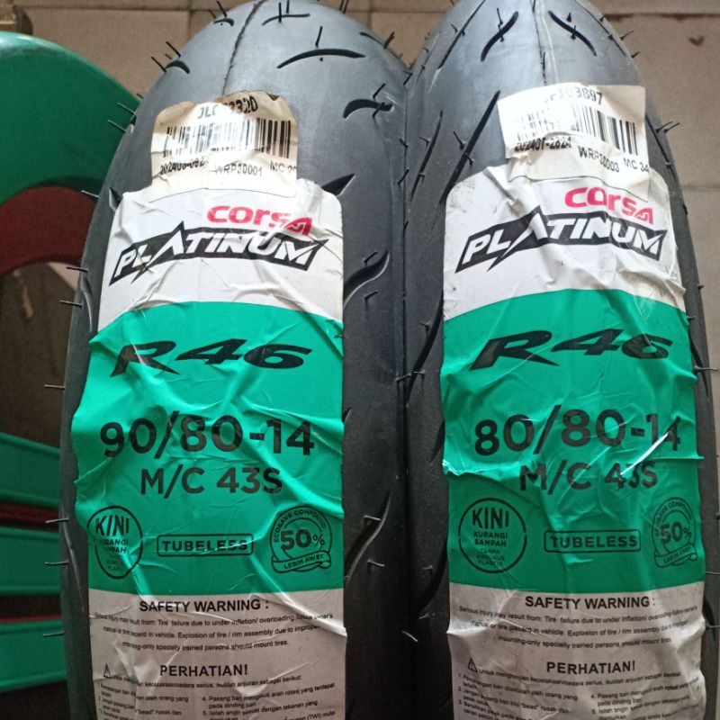 Jual ban corsa R46 ring 14 sepasang depan dan belakang ukuran 80-80/14 ...