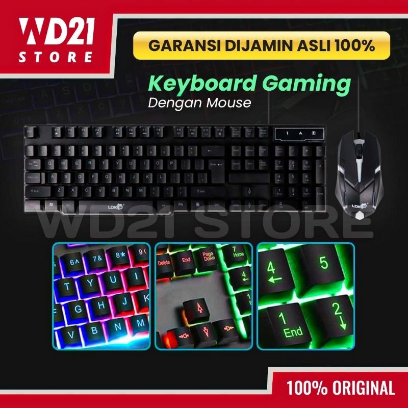Jual [100% ORIGINAL] KEYBOARD + MOUSE 2 IN 1 GAME - KEYBOARD GAMING LED ...