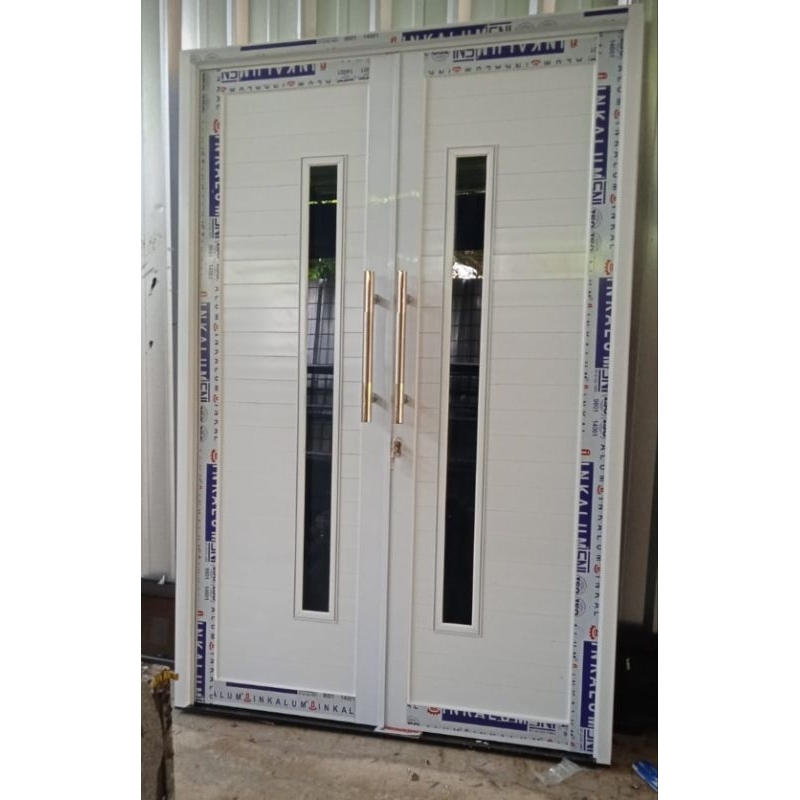 Jual pintu panel aluminium dua daun L 150 x T210 tersedia kusen 3 inci ...