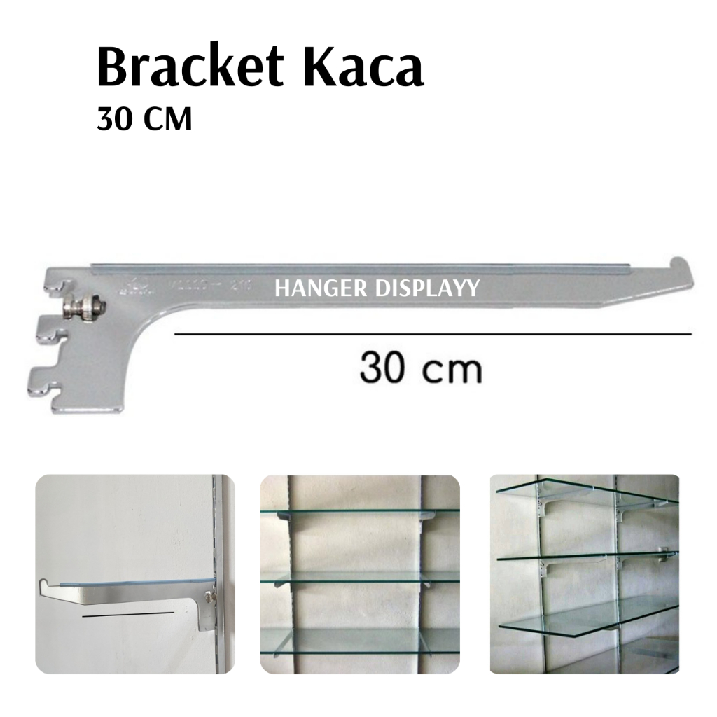 Jual Bracket Kaca Stainless 30 cm | Siku Braket Penyangga Rak Kaca ...