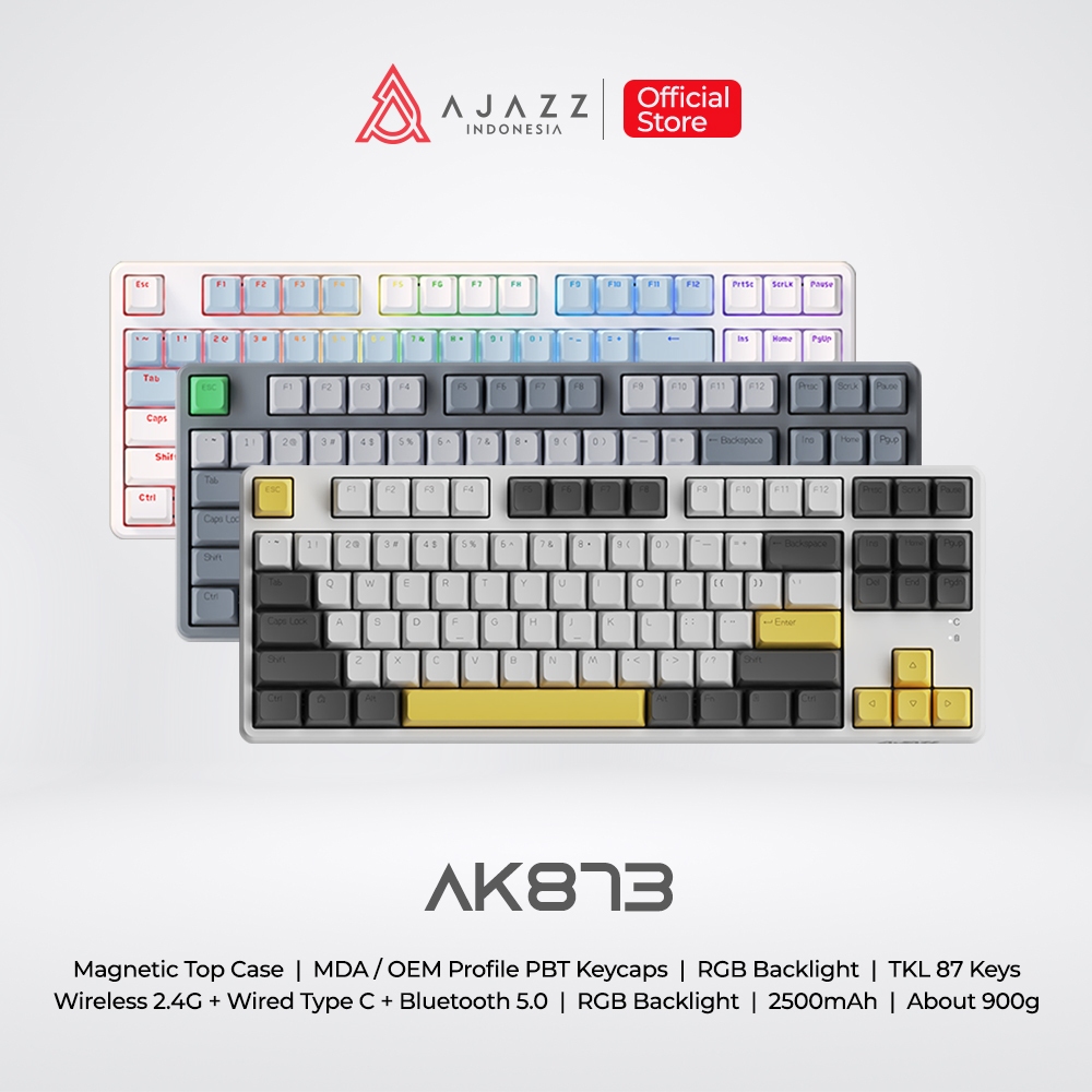 Jual Ajazz AK873 TKL Mechanical Keyboard Three-Mode RGB Full key anti ...