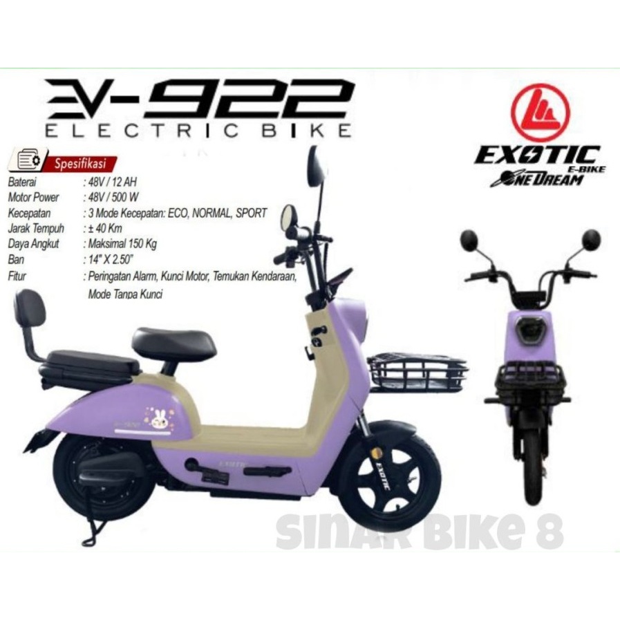 Jual Sepeda Listrik EXOTIC EV-922 500 Watt Electric E-Bike | Shopee ...