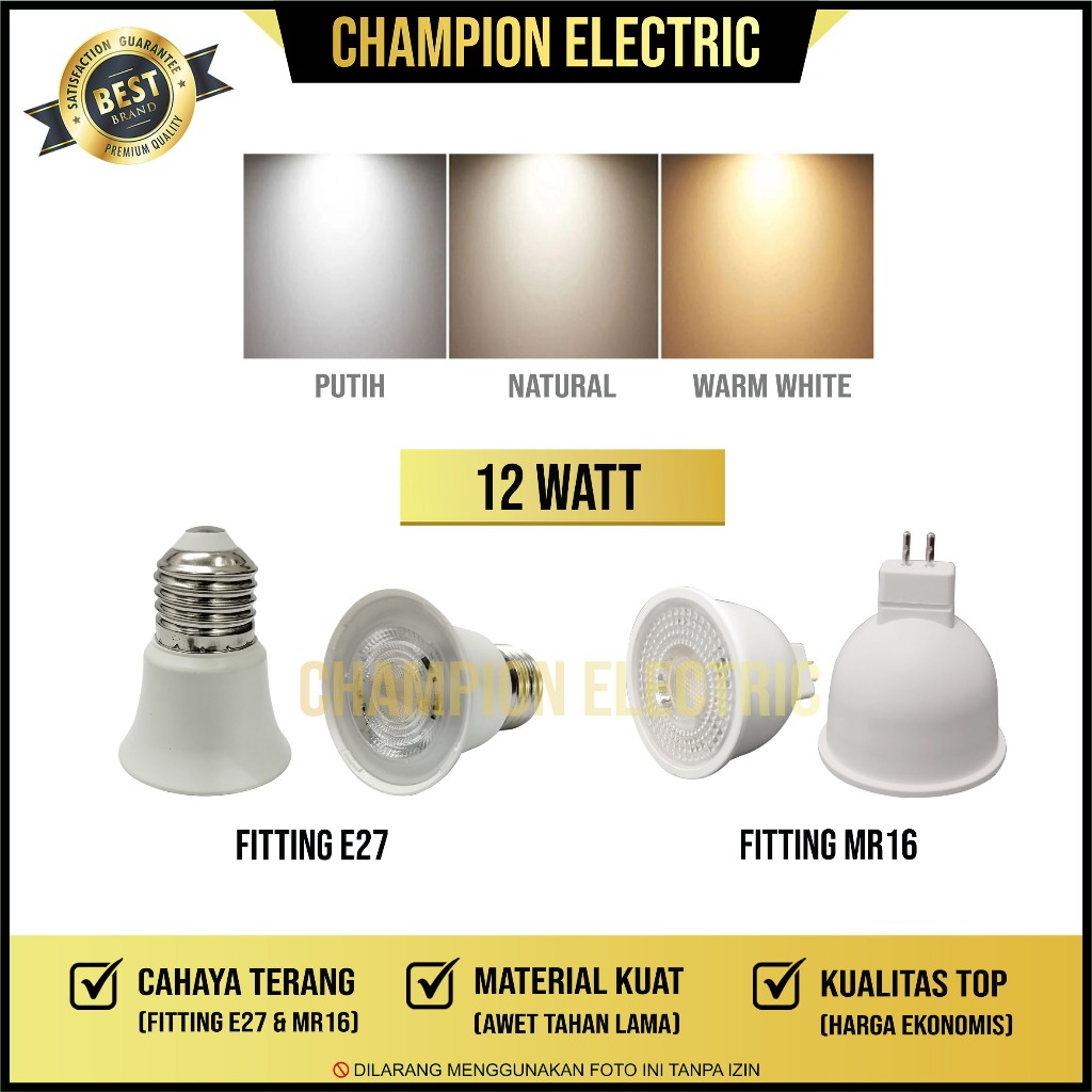 Jual Lampu Spotlight LED 12W - Sorot Pengganti Halogen Fitting E27 atau ...