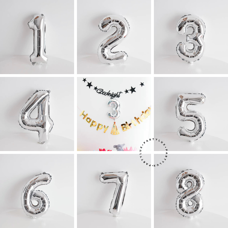 Jual BALON ANGKA SILVER 40CM / BALON FOIL ANGKA 40CM | Shopee Indonesia