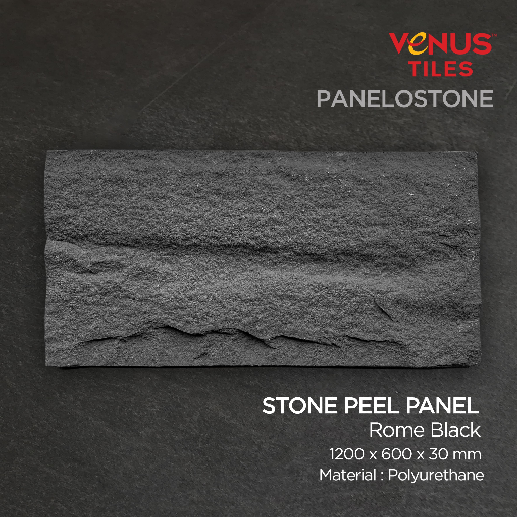 Jual PU STONE WALL PANEL MOTIF BATU VENUS PEEL PANEL ROME BLACK 120 X ...