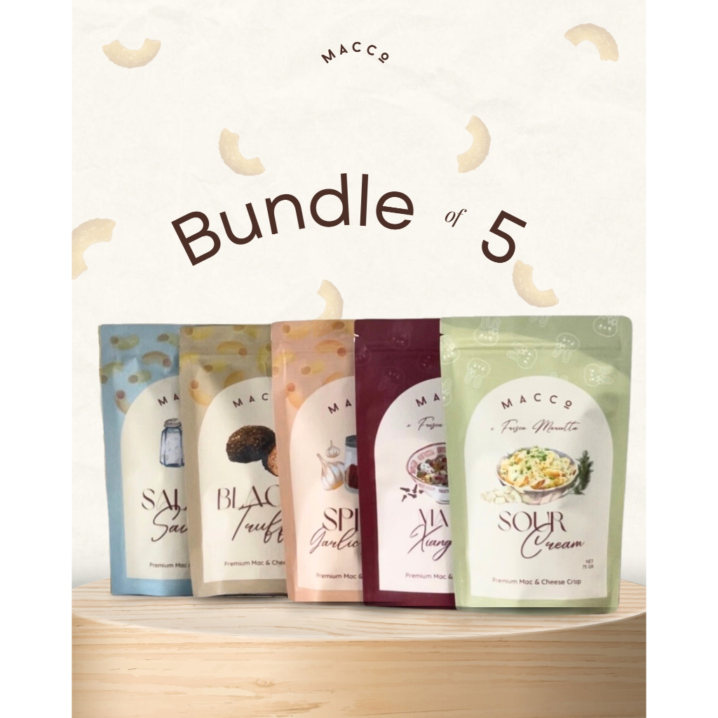 Jual BUNDLE 5 FLAVORS (5) Macco Snack | Cemilan makaroni | Mac and ...