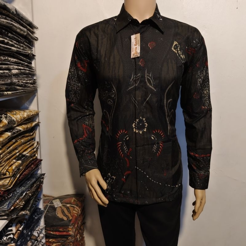 Jual kemeja batik motif tamma hitam colat tua original arta batik super ...