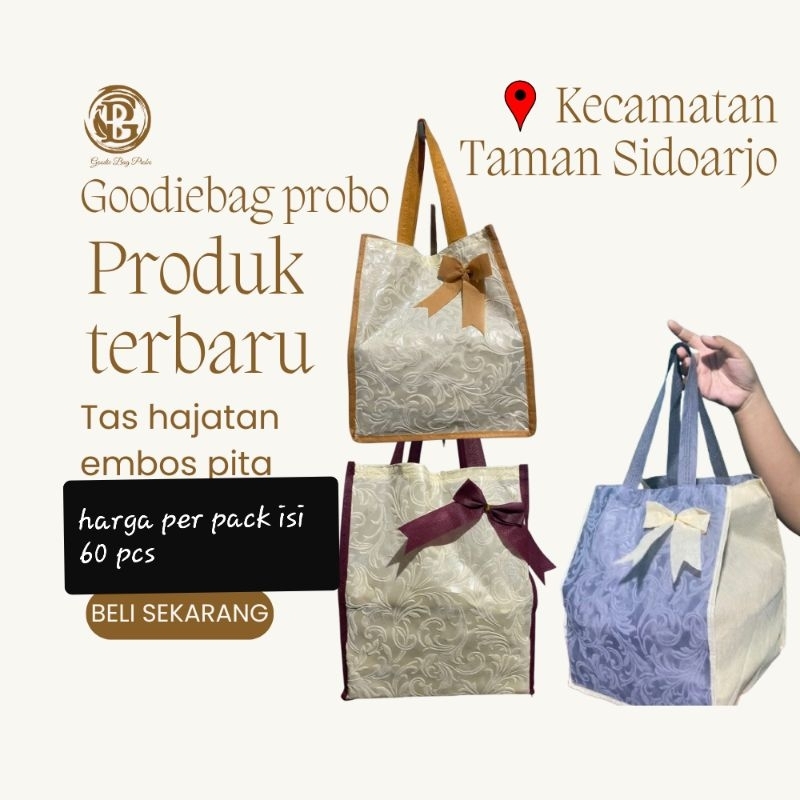 Jual (1 PACK ISI 60 PCS) GOODIE BAG HAJATAN MOTIF PITA 22x22 cm / TAS ...