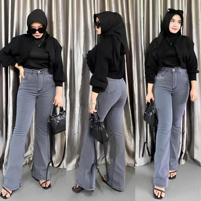 Jual Fatheena Fashion - Celana Cutbray Jumbo Jeans Premium | High Waist Jumbo Cutbray Streach ...