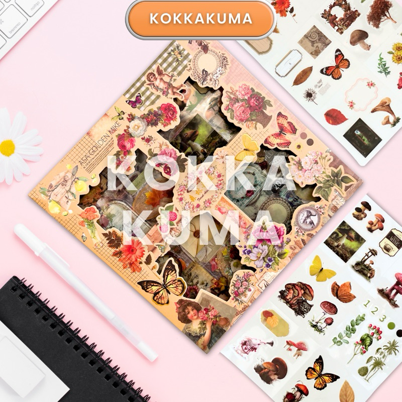 Jual ( KKM ) Stiker 100 Lembar Butterfly Flower Aesthetic Jurnal DIY ...