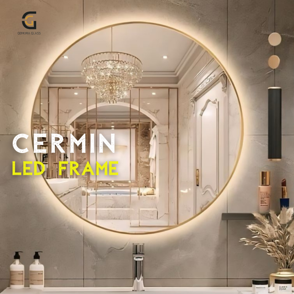 Jual Cermin Dinding Aesthetic Bulat Frame LED ( Free Packing)/ Cermin ...