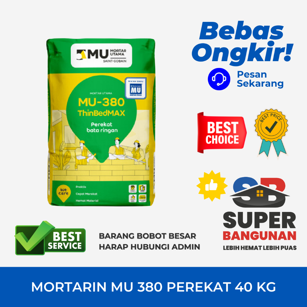 Jual MU 380 PEREKAT BATA RINGAN 40 KG (A) | Shopee Indonesia