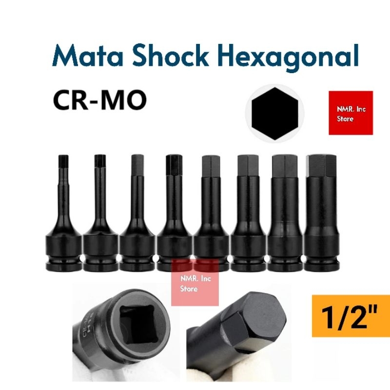Jual Mata Kunci Shock Hexagonal CR-Mo 1/2 Hex Bit H4 H5 H6 H7 H8 H10 H12 Flat Heavy Duty, Sok ...