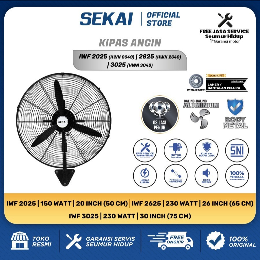 Jual Sekai Kipas Angin Dinding Tornado / Kipas Angin Industri Alumunium ...