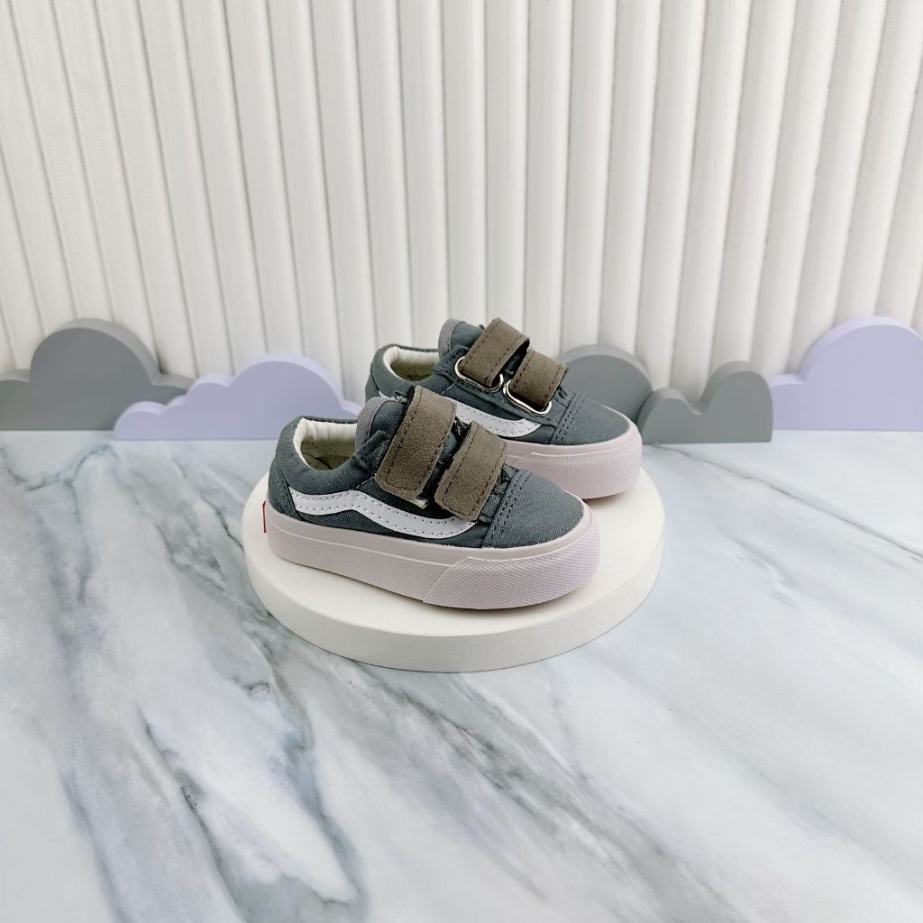 Jual Sepatu Anak Model Vans Oldskool Velcro Grey Perekat Anak Laki Laki ...