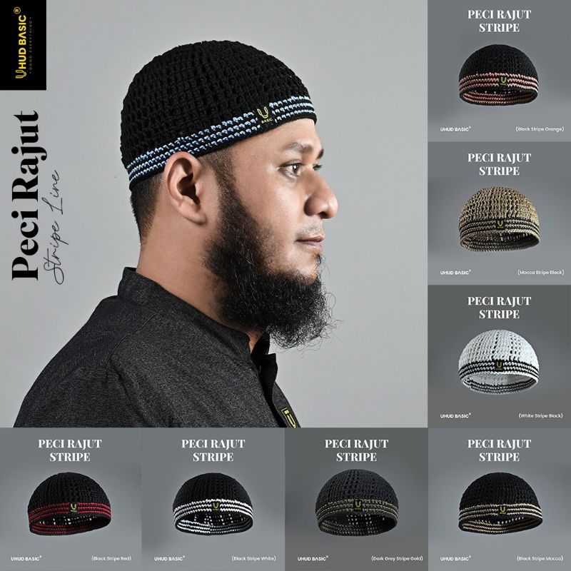 Jual Uhud Basic - BEST SELLER !! Peci Rajut Stripe Premium dan Tebal ...