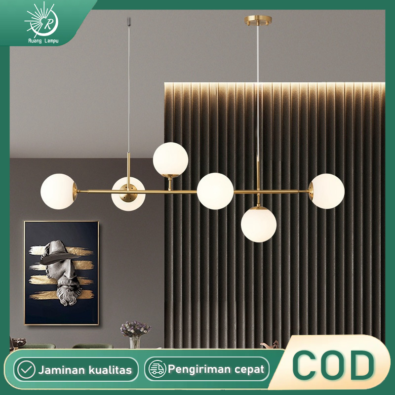 Jual Lampu Gantung Restoran Mewah Lampu Meja Makan Nordic Strip Modern Tiga Warna Lampu Gantung ...