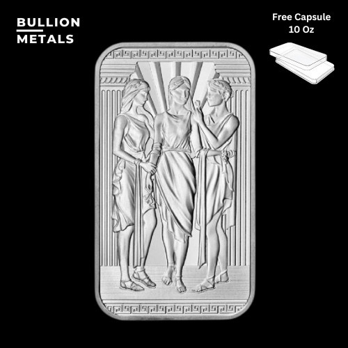 Jual Royal Mint Three Graces 10 Oz Rare Silver Bar (alt Heraeus, Royal ...