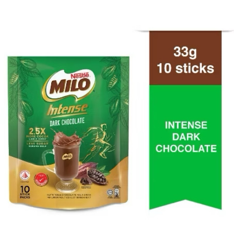 Jual MILO Intense Dark Chocolate Pouch (33g x 10's) MALAYSIA | Shopee ...