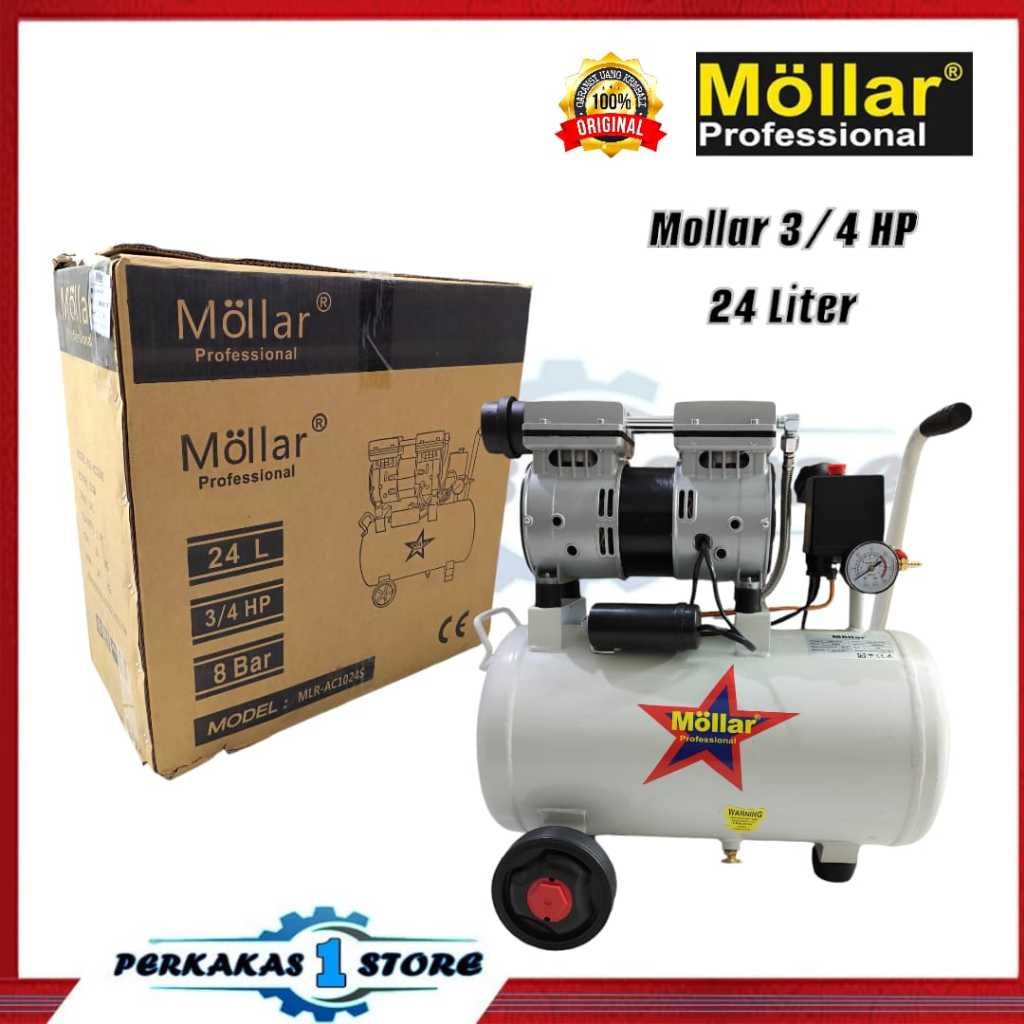 Jual Kompresor Angin Listrik / Air Compressor MOLLAR (3/4 HP, 24 Liter ...