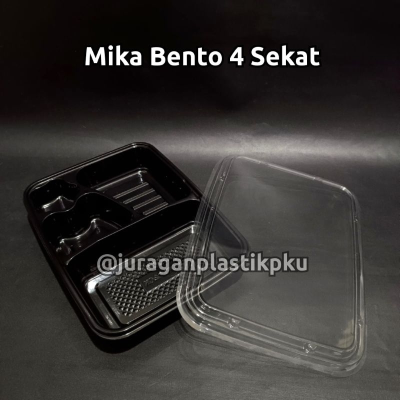 Jual Mika Box Bento Hitam 4 Sekat isi 50pcs/pack | Kotak Makanan ...
