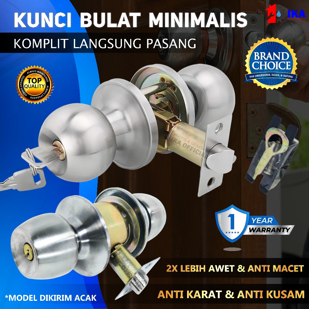 Jual Kunci Bulat Kamar Mandi Kunci Pintu Bulat Gagang Handle Pintu ...