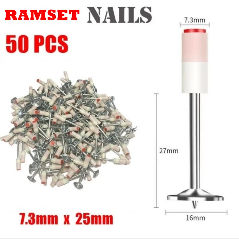Jual Set 50Pcs 100Pcs PAKU RAMSET PAKU BETON isi Refill Paku Tembak ...