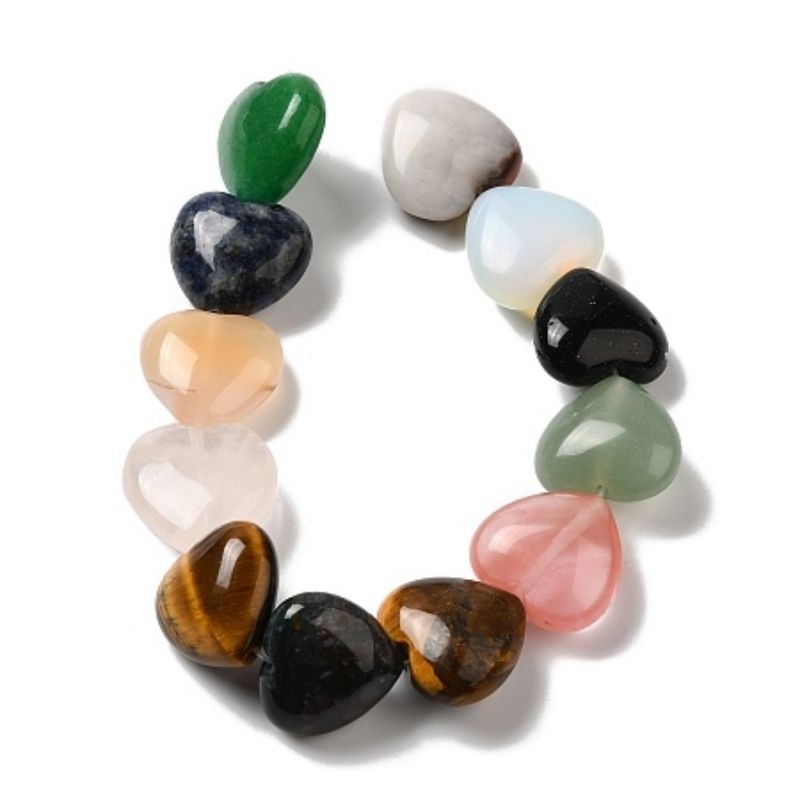 Jual Natural and synthetic gemstone mix heart beads | manik batu alam ...