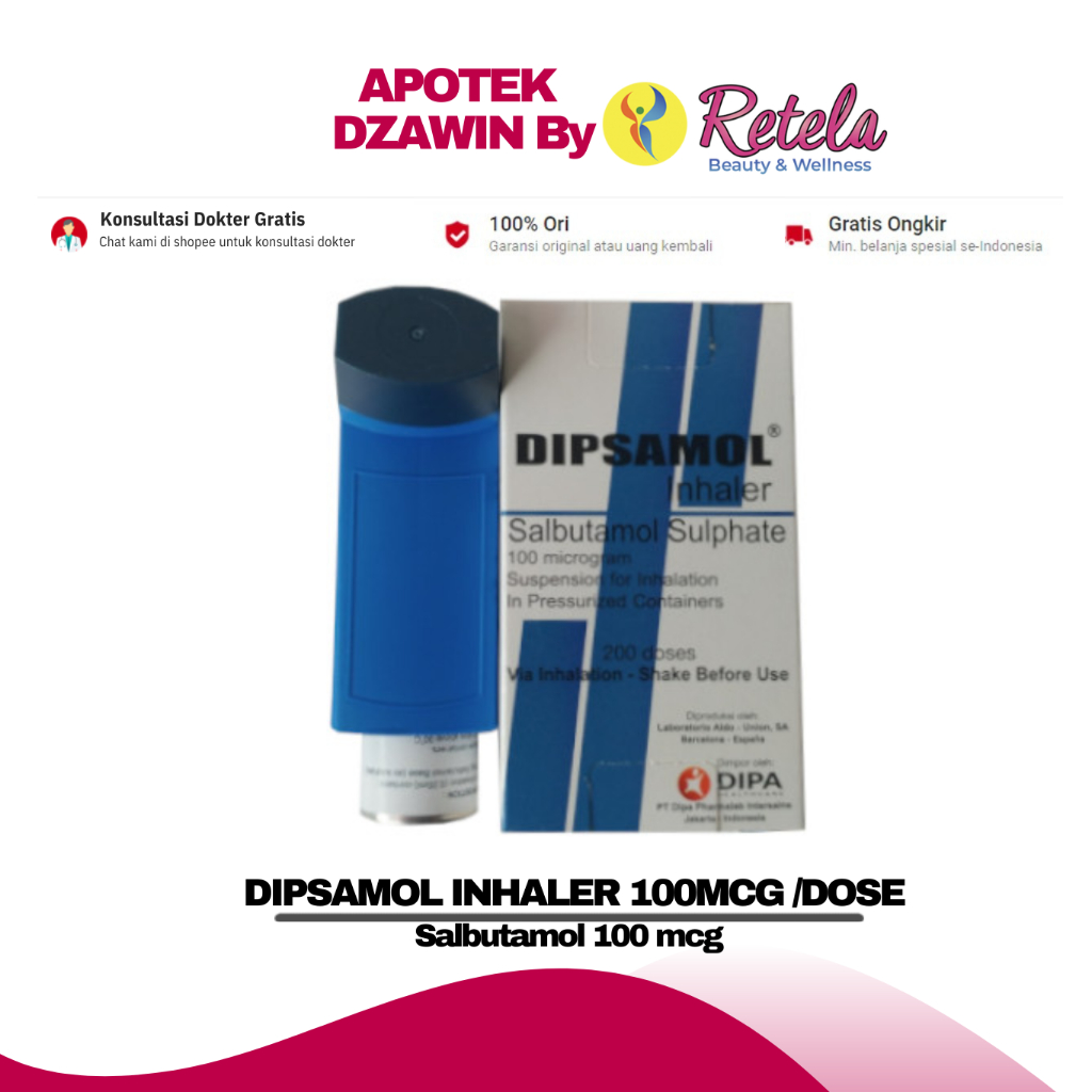 Jual DIPSAMOL INHALER 100MCG /DOSE / SALBUTAMOL / OBAT ASMA | Shopee ...