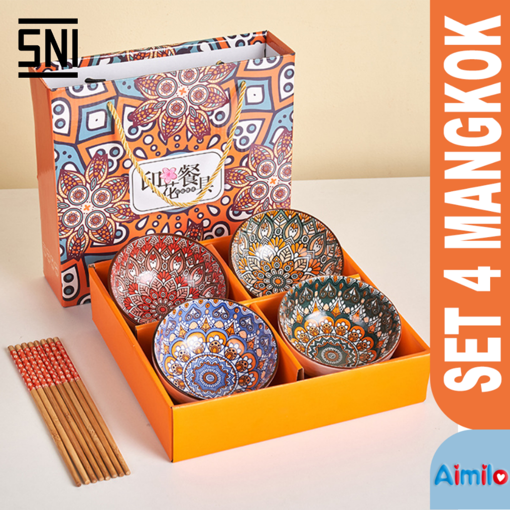 Jual Paket 4 Mangkuk Keramik SNI - Set Mangkok Hampers 4 Pcs - Hampers ...